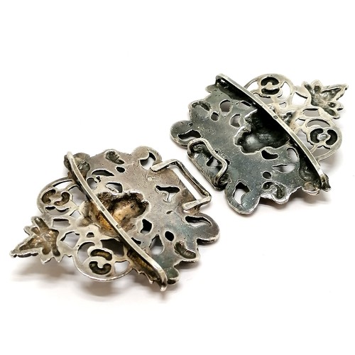 Hallmarked silver fancy belt buckle by PJB - 60g & 11cm across