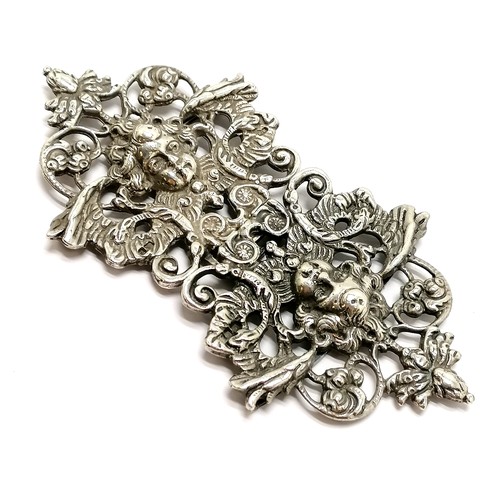 Hallmarked silver fancy belt buckle by PJB - 60g & 11cm across