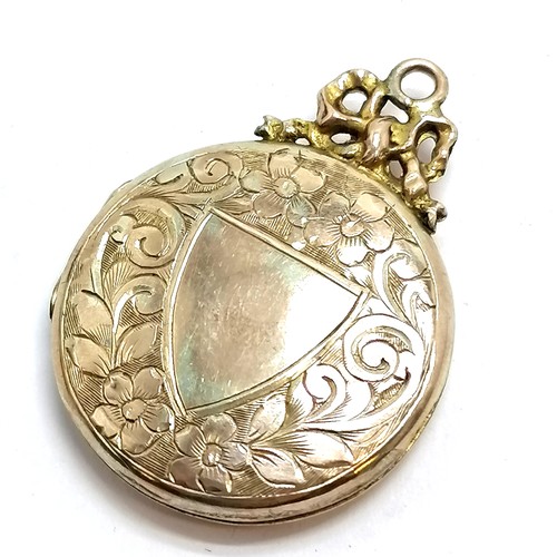 Antique unmarked gold engraved locket - 22mm & 3.5g total weight ~ has ...