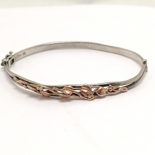 Clogau silver bangle with Welsh gold detail - 11.9g total weight & has ...