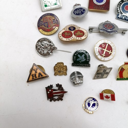 Qty of badges inc enamel Royal Life Saving Society, merchant navy, girl ...