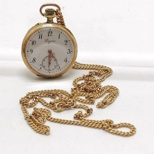 Antique Longines 18ct gold cased fob watch (29mm diameter) on a 18ct ...