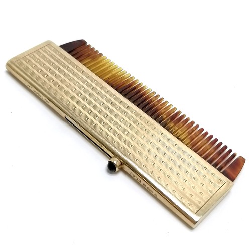 1925 9ct hallmarked gold cased retractable comb with cabochon detail ...