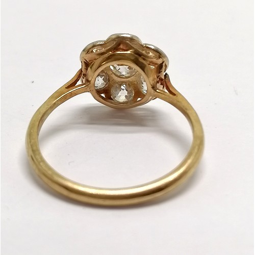 Antique 18ct & platinum marked diamond cluster millegrain set ring ...