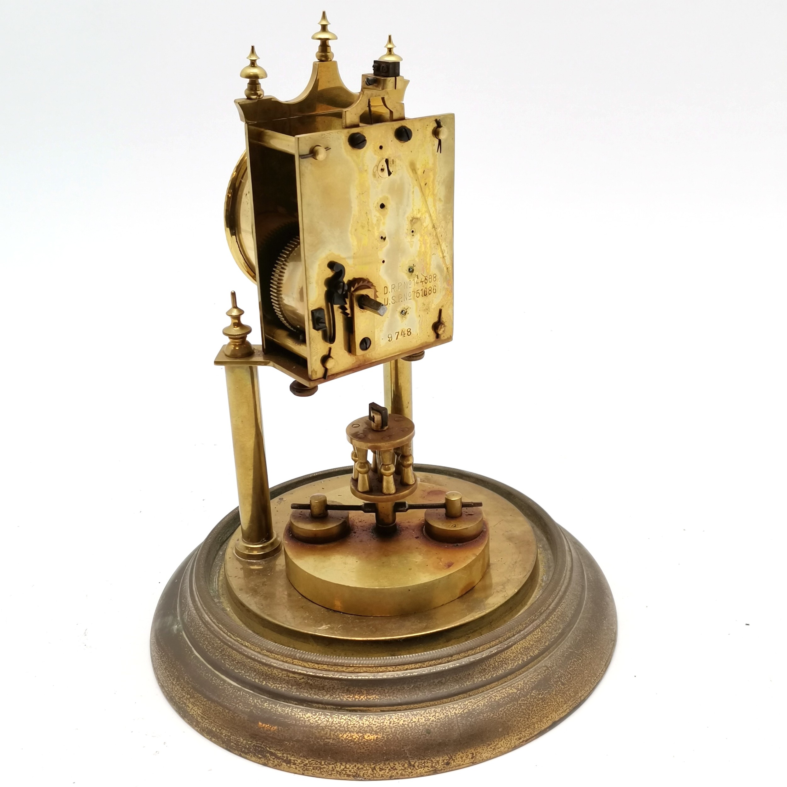 German vintage anniversary / torsion pendulum clock with original glass ...