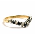 Golsil sapphire / white stone wishbone ring - size O & 1.9g total weight