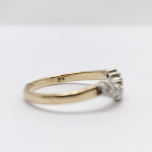 9ct hallmarked gold wishbone ring set with 7 diamonds (0.25cts total ...