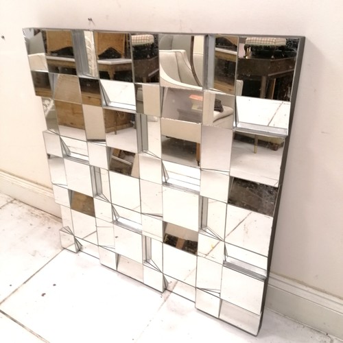 Contemporary square mirror with facetted panel detail - 2 panels A/F ...