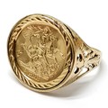 9ct hallmarked gold sovereign style signet ring - size Z & 3.9g NOTE ...