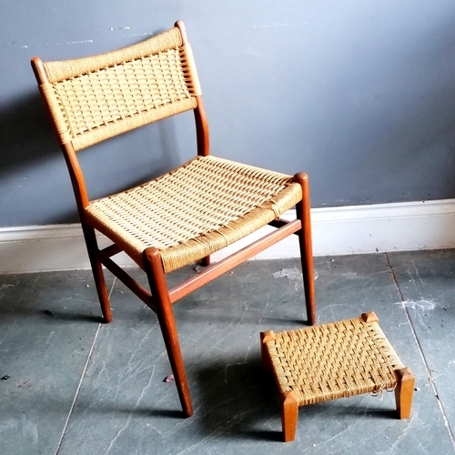 Mid century Danish Wily Beck chair T/W a small stool - the chair has ...