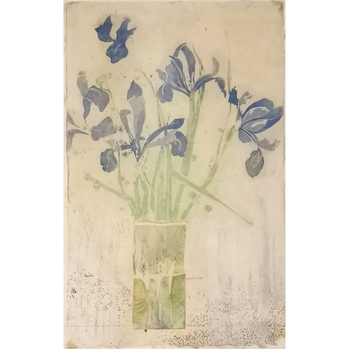 Jenny Devereux (b.1945) signed screenprint 'Irises' from a ltd ed of 75 ...