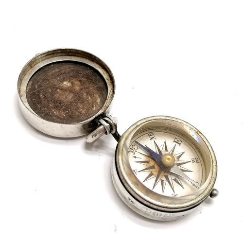 Antique silver hallmarked novelty compass locket fob with tall masted ...