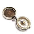 Antique silver hallmarked novelty compass locket fob with tall masted ...
