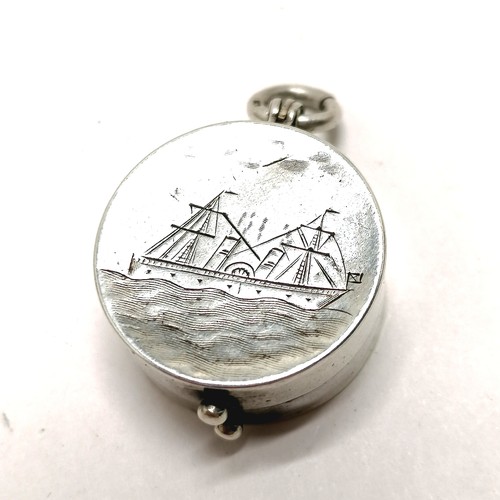 Antique silver hallmarked novelty compass locket fob with tall masted ...