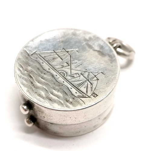 Antique silver hallmarked novelty compass locket fob with tall masted ...
