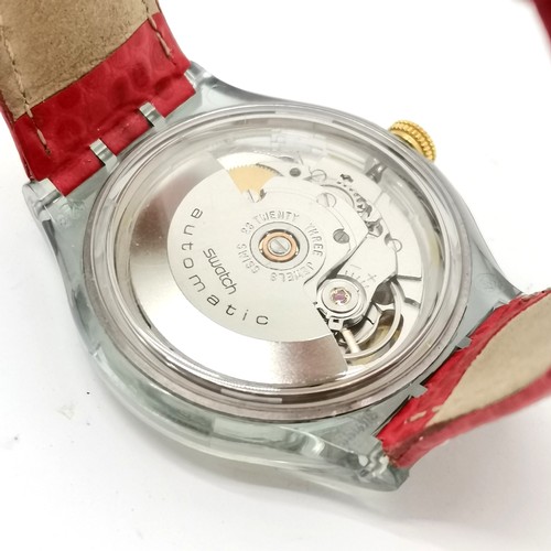 1993 Swatch automatic skeleton watch on red strap - running BUT WE ...
