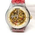 1993 Swatch automatic skeleton watch on red strap - running BUT WE ...