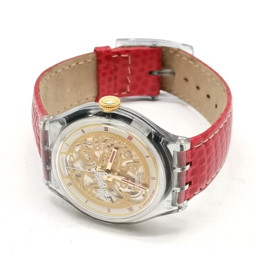 1993 Swatch automatic skeleton watch on red strap - running BUT WE ...