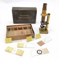 Qty of antique microscope slides inc Bank of England £1000, diagram of ...