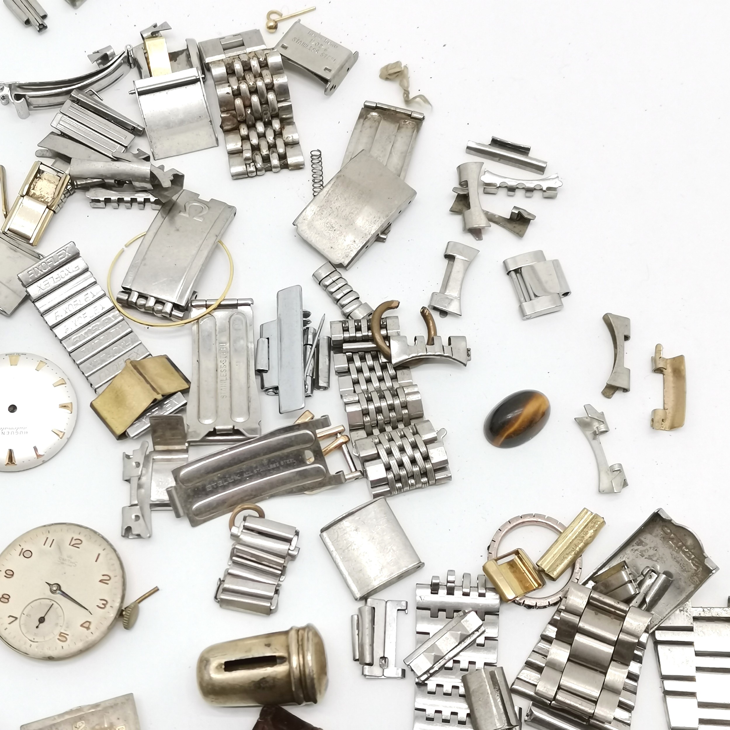 Qty of watch parts / spares inc Omega, Bulova, Accutron, spare links etc
