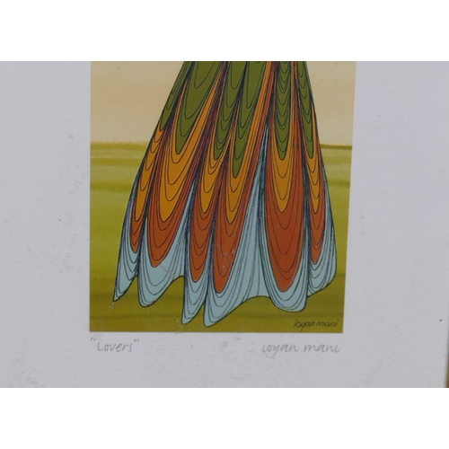 A set of 4 Maxine Noel "Ioyan Mani" coloured prints (Lovers, Hope ...