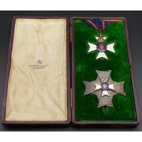 A Royal Victorian Order Knights Commander set (KCVO) with enamelled ...