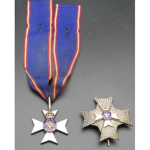 A Royal Victorian Order Knights Commander set (KCVO) with enamelled ...