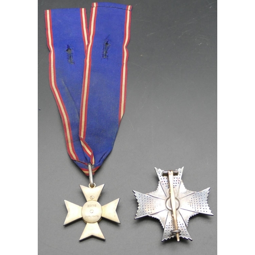 A Royal Victorian Order Knights Commander set (KCVO) with enamelled ...