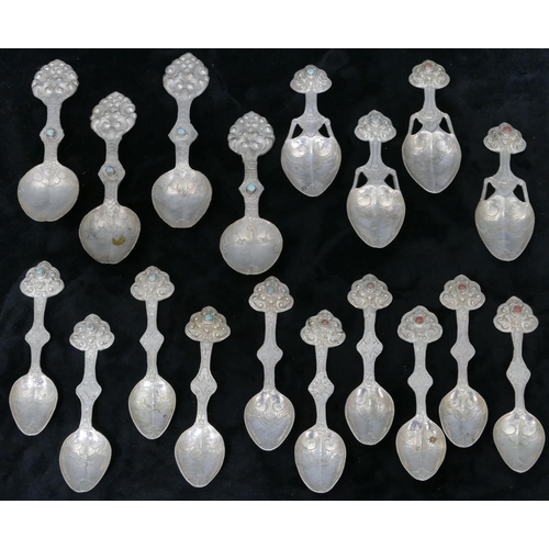 A quantity of various Continental Eastern caddy spoons
