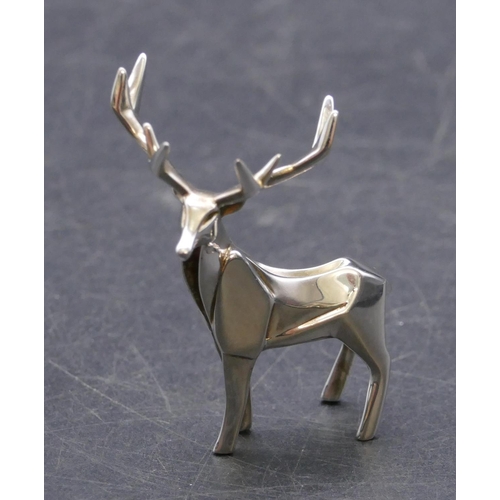 A Miniature sterling silver figure of a stag, 4.5cm high, 15 grams