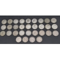 23 Half Crowns, 1920/1946; 7 x 1947, 1 x 1949, overall weight 430.1 grams.