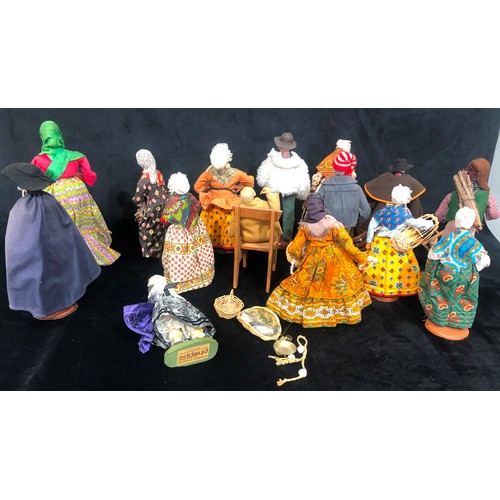A large quantity of Santons French clay dolls including vintage Marius ...