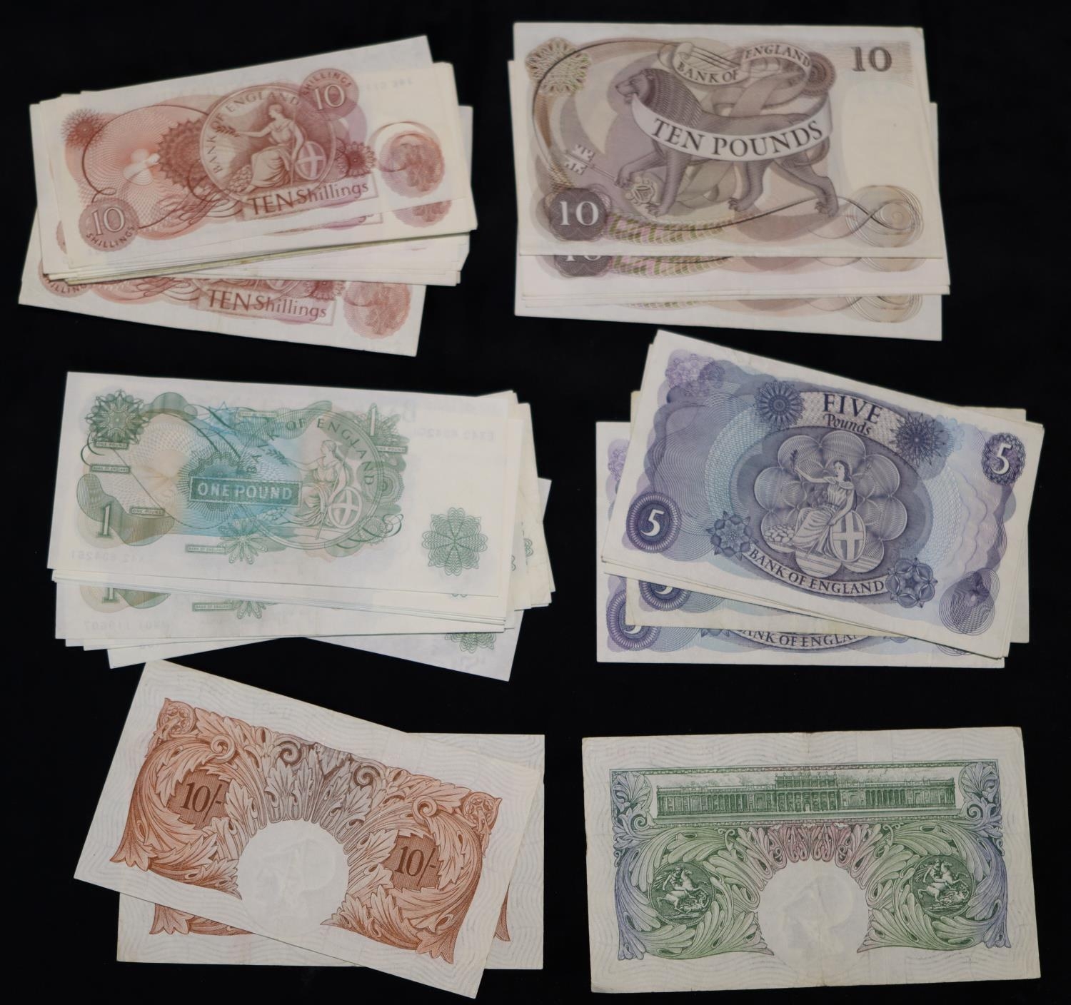 A large quantity of various UK bank notes including Ten Shillings,6 x ...