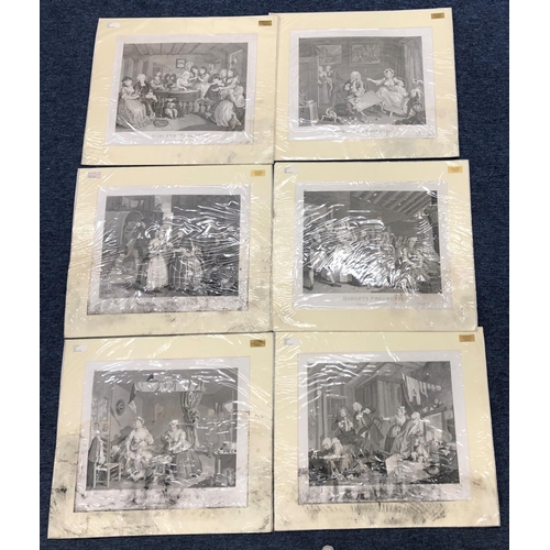 A set of 6 black and white Harlots Progress prints, 43 x 37cm.