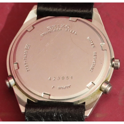 A Seiko pilot's watch with quartz movement, black dial with 3 smaller ...