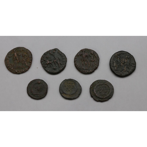 7 various small Roman coins
