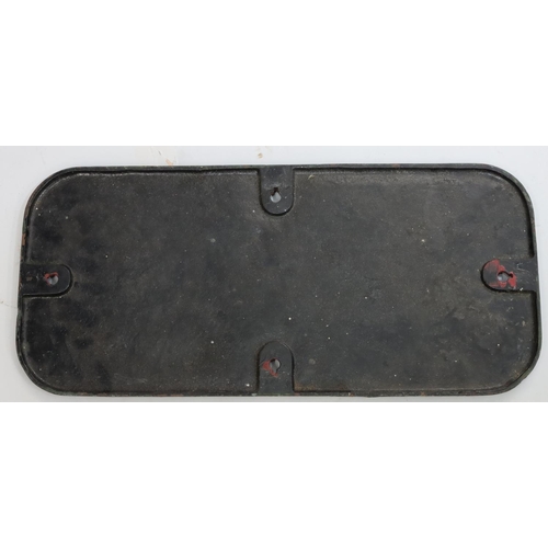 A cast iron and brass railway cab side number plate, "Engine Class T.0 ...