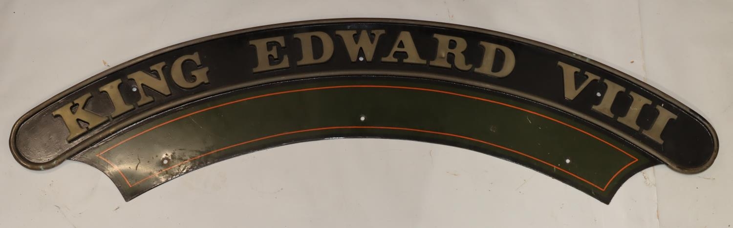 GWR arched brass and cast iron steam locomotive name plate "King Edward ...