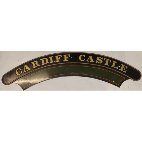 GWR arched brass and cast iron steam locomotive name plate "Cardiff ...