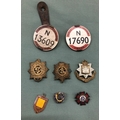 2 Public Service Vehicle Driver bus badges, a Bi-metal Tudor crown East ...