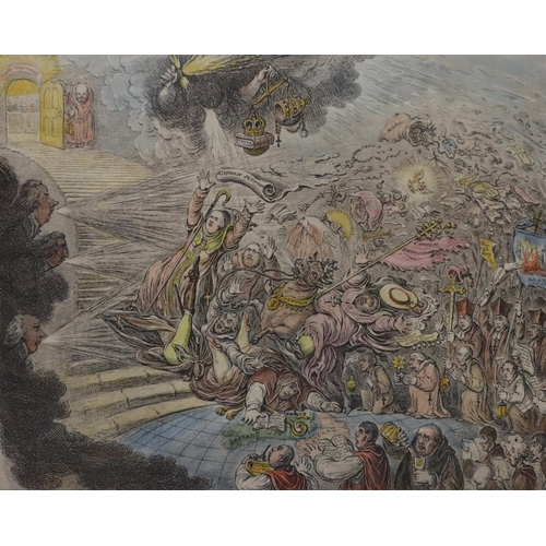 James Gillray coloured print "End of the Irish Farce of Catholic ...