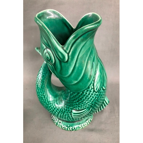 A Dartmouth Devon Pottery "Old Rarity SCOTCH" Fish Gurgle Jug -23 cm, a ...
