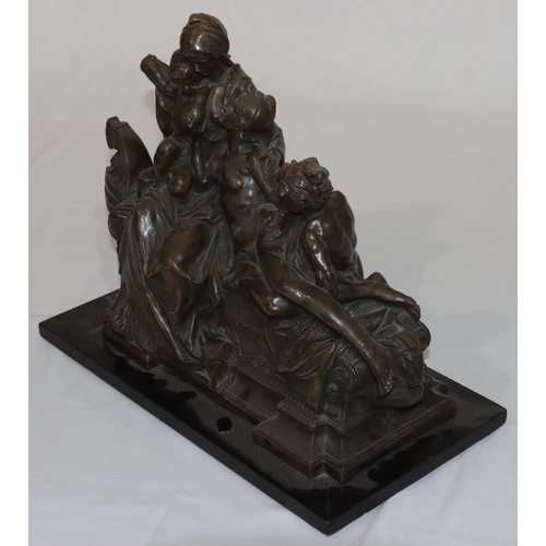 A composition model of 2 reclining ladies holding child and horn, on ...