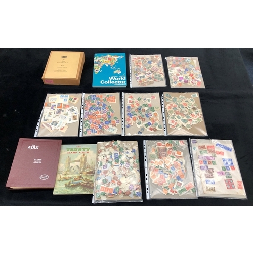 Various stamp albums and loose stamps (approx. 2300 stamps) and a pack ...