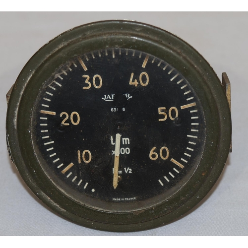 A Jaeger T/M x 100 Rev Counter R=Half no. 63896 with black dial, 10cm ...
