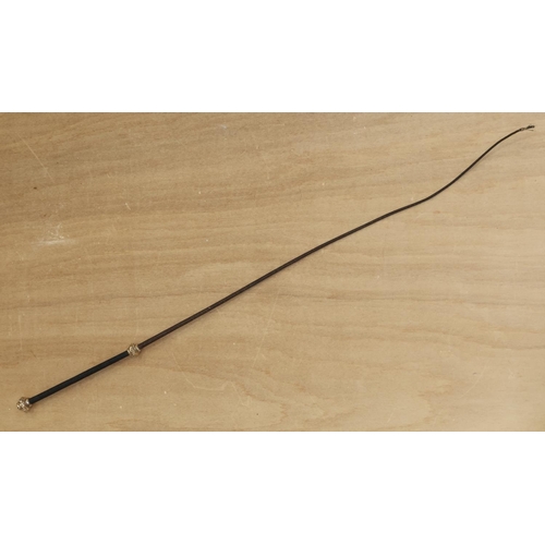 A 19th Century hair and Pinchbeck mounted whip, 79cm long