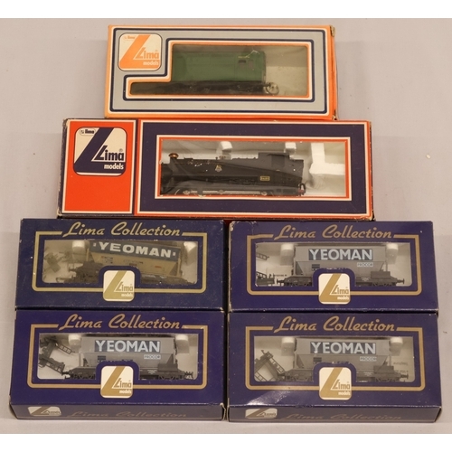 A Lima 00-Gauge Engine (boxed) and 5 Lima wagons (all boxed) (6)