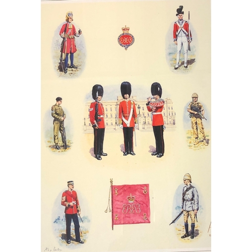 A print of the Grenadier Guards, 33 x 24cm, in gilt frame, a print "The ...