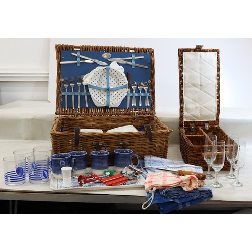 A wicker 4-person picnic hamper by The Brexton Collection, 4 plates, 4 ...