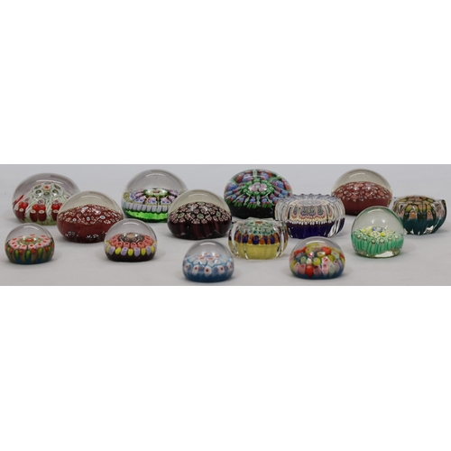 12 various small millefiori paperweights, largest 6.3cm diameter (12)